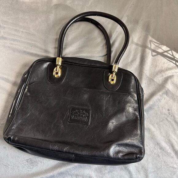 Valentina | Bags | Vintage Valentina Italia Double Handle Soft Black ...